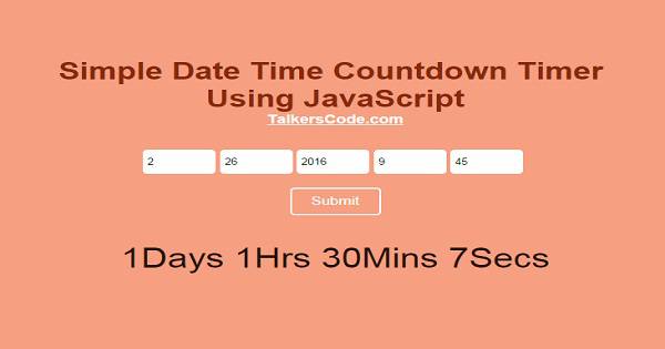 Demo Of Simple Date Time Countdown Timer Using JavaScript On 